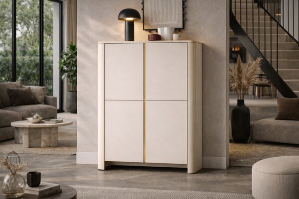 Komoda wysoka Sorrenti 103 cm - kaszmir / złoty | FAVI.pl