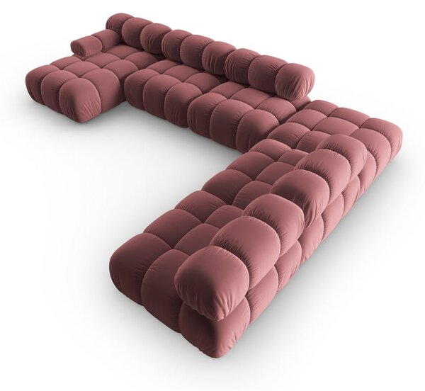 Różowa aksamitna sofa 379 cm Bellis – Micadoni Home | FAVI.pl