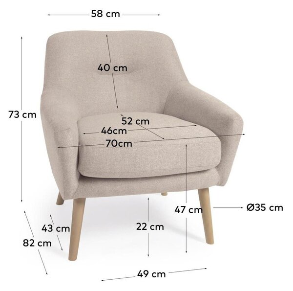 Beżowy fotel Candela – Kave Home | FAVI.pl