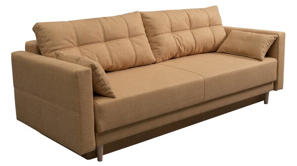 Sofa MAGNUS musztardowa z funkcją spania i pojemnikiem na pościel ...