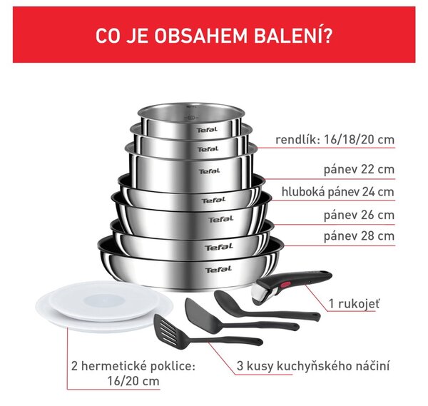 Zestaw garnków ze stali nierdzewnej 13 szt. INGENIO Emotion L897DS04 – Tefal | FAVI.pl