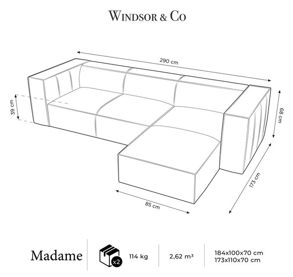 Brązowy skórzany narożnik (prawostronny) Madame – Windsor & Co Sofas ...