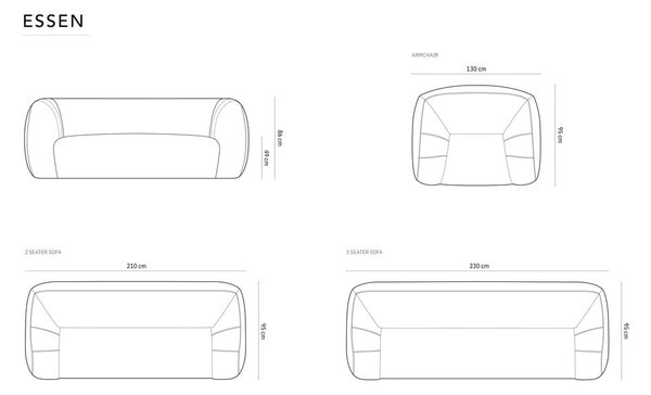Ciemnoszara sofa z materiału bouclé 230 cm Essen – Cosmopolitan Design ...