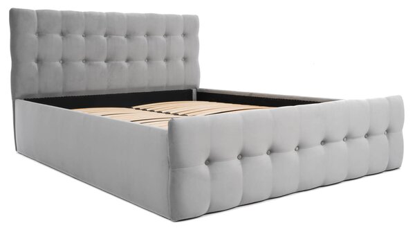 Łóżko tapicerowane 120x200 Diaz szary welur z pojemnikiem na pościel ...