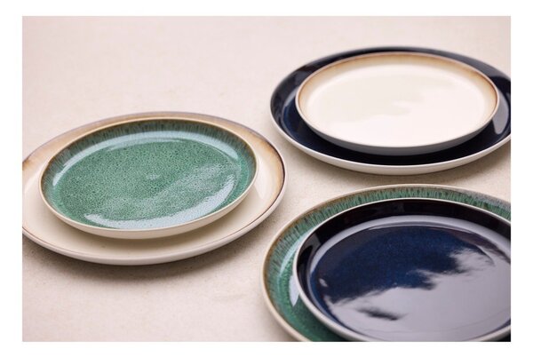 Biało-zielony kamionkowy talerz deserowy ø 21 cm Gastro White/Green ...