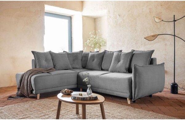 Szary sztruksowy rozkładany narożnik (lewostronny) Lazy Lukka – Miuform ...