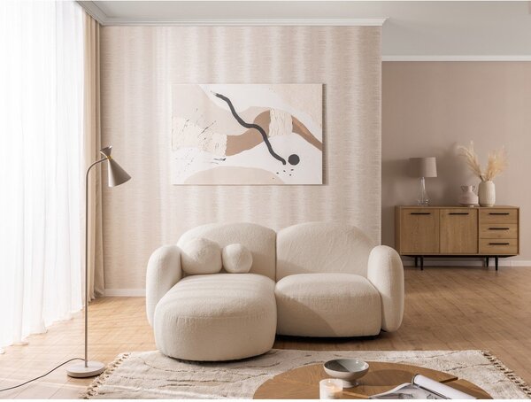 Jasnobrązowy narożnik z materiału bouclé (lewostronny/z szezlongiem ...