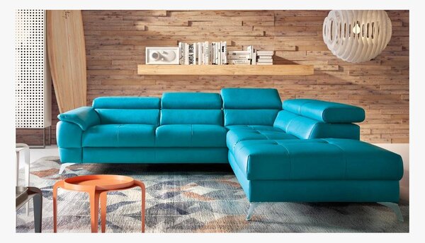 Sofa narożna skórzana z pojemnikiem i funkcją spania, Catania więcej ...