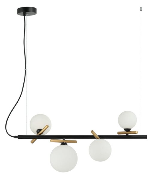REVERSO nowoczesna lampa wisząca czarno-złota z białymi kulistymi ...