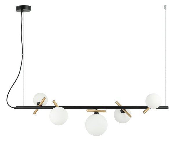 REVERSO nowoczesna lampa wisząca czarno-złota z białymi kulistymi ...