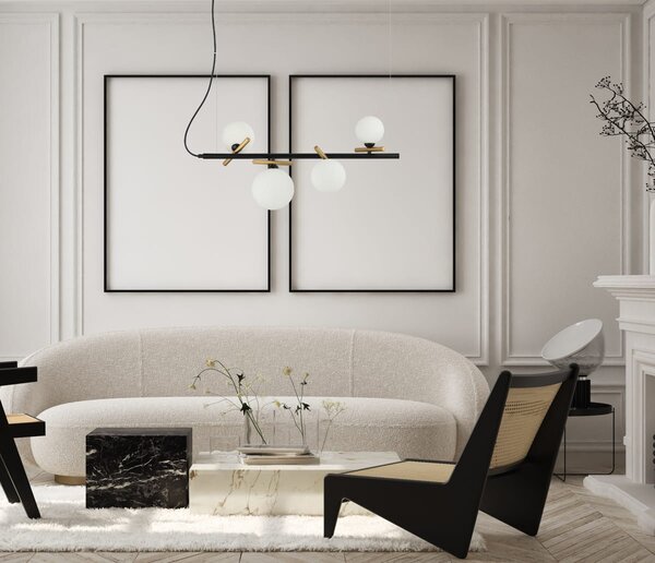 REVERSO nowoczesna lampa wisząca czarno-złota z białymi kulistymi ...