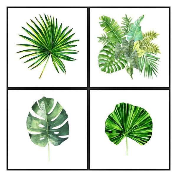 Deco Panel Liście 4 elementy 30 x 30 cm | FAVI.pl