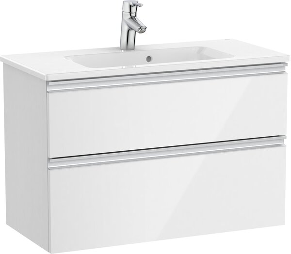 Roca Gap-N Compacto Unik zestaw łazienkowy 80 cm umywalka z szafką biały połysk A851497806 | FAVI.pl